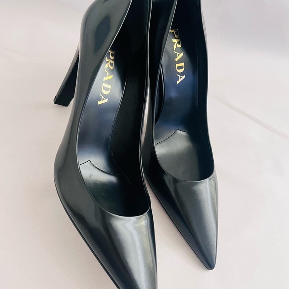 Prada | Shoes | Prada Black Stiletto Heels With Glossy Finish | Poshmark